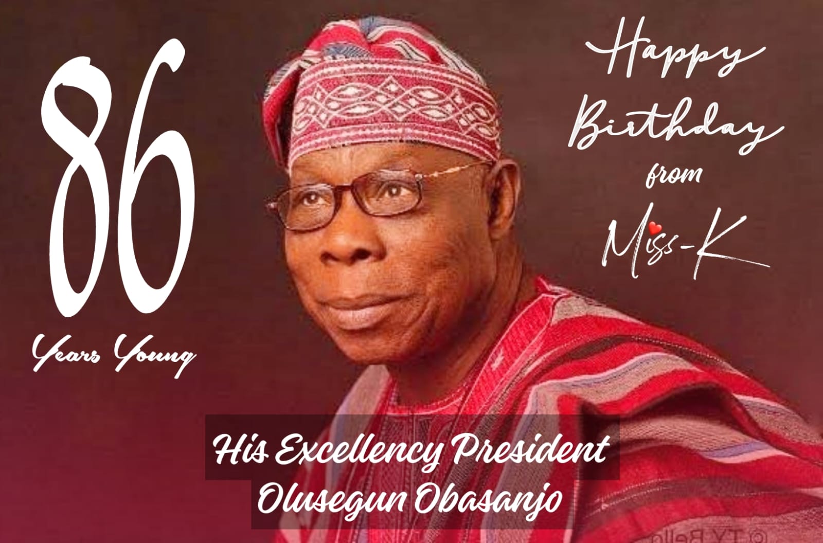 UK Based Miss K Felicitates With Obasanjo At 86